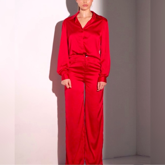 Pants & Jumpsuits | Sexy Red Satin Baddie Set | Poshmark